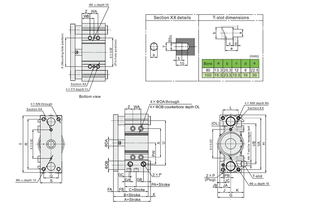 MGPM Series Slide Bearing กระบอกลมแบบมีขนาดกะทัดรัด - ซื้อกระบอกลมแบบมี ...