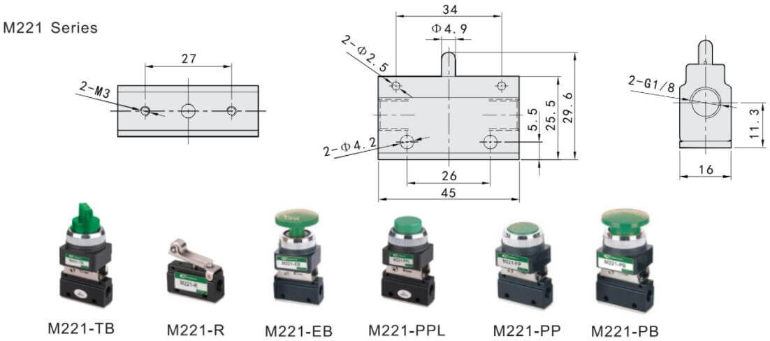 M322 Series Mechanical Valve, 2 Position 3 Port, Rolling wheel - ซื้อ ...